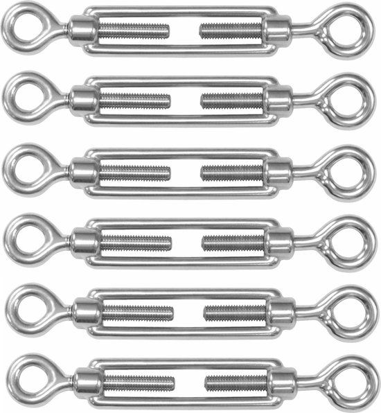 AMIG Spanschroeven/draadspanner met oog/oog - 6x - 12.5cm - 316L RVS ...