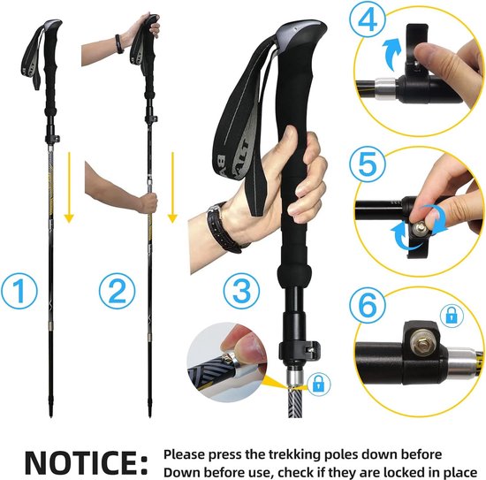 Nordic Walking wandelstokken, voor dames en heren, opvouwbare ...