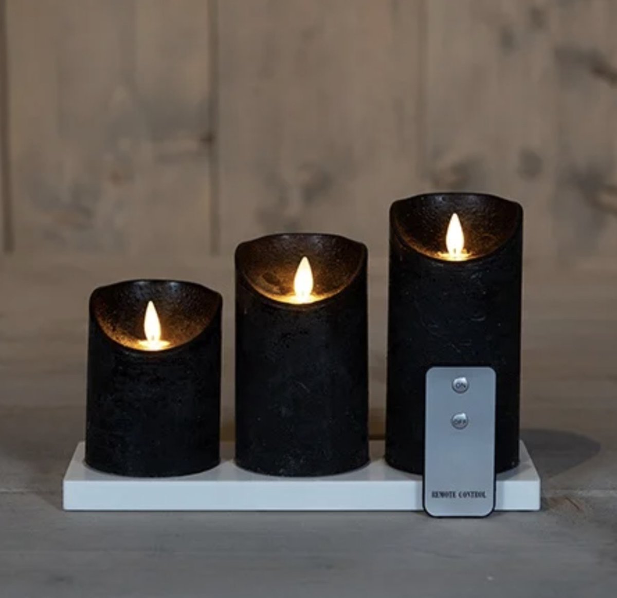 Oplaadbare LED stompkaars - LED kaarsen met bewegende vlam - Zwart ...