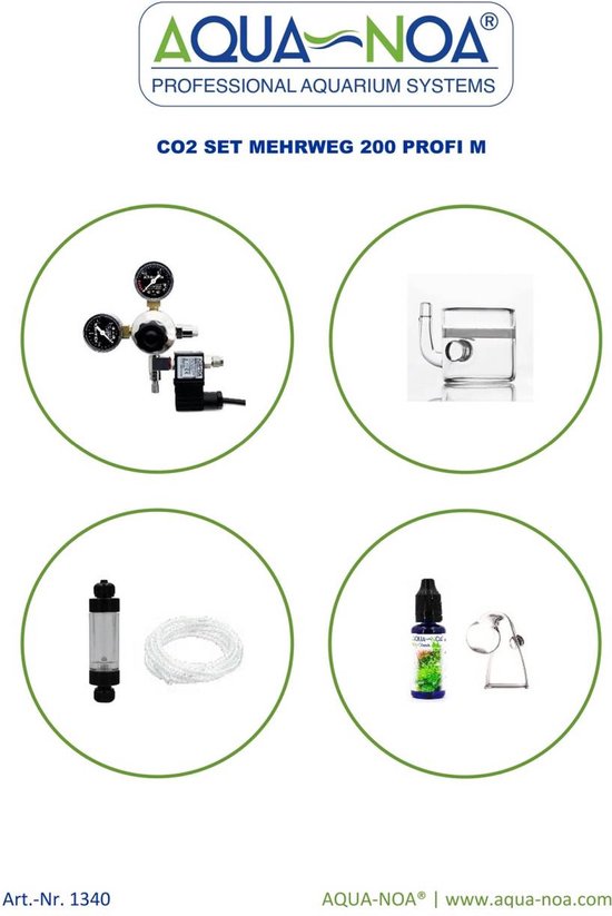 Aqua-Noa Co2 benodigdheden set Profi M 200L - Inclusief drukregelaar, magneetventiel,... | bol