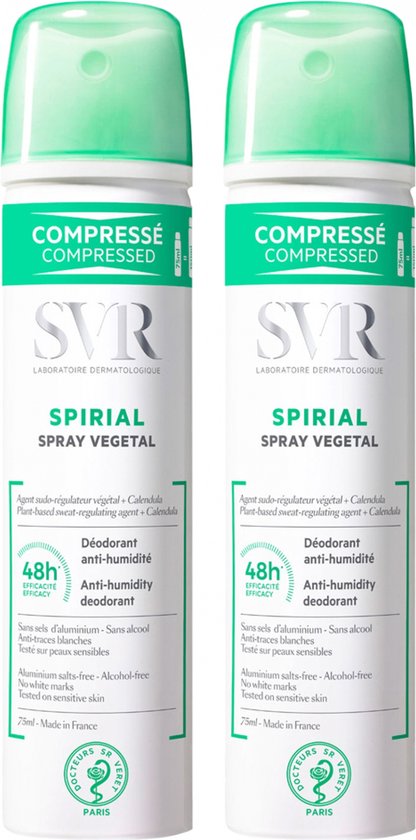 SVR Spirial Spray Végétal Anti-Humidity Deodorant 48H Set van 2 x 75 ml ...