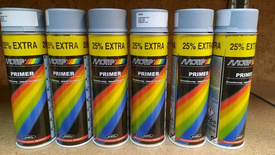 Motip - Primer grijs - spuitbus - 6 x 500 ml - 6 in een doos ...