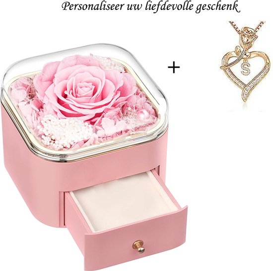 Elegante Romantische Geschenkdoos Roze + Luxe Ketting Letter S ...