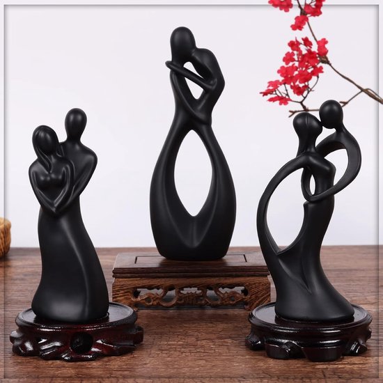 Sculptuurliefhebbers knuffel kus beeldje set van 3 Valentijnsdag ...