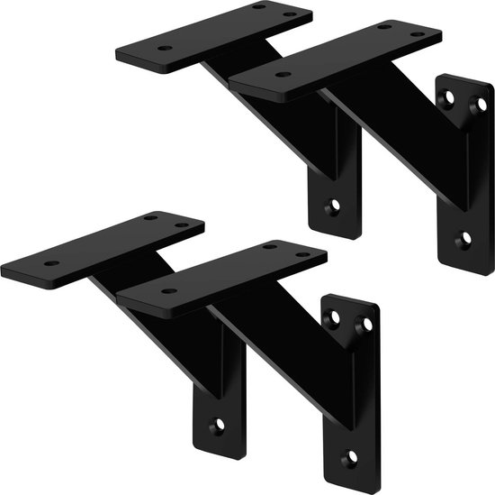 ML-Design 4 stuks Plankdrager 120x120 mm, Zwart, Aluminium, Zwevende ...