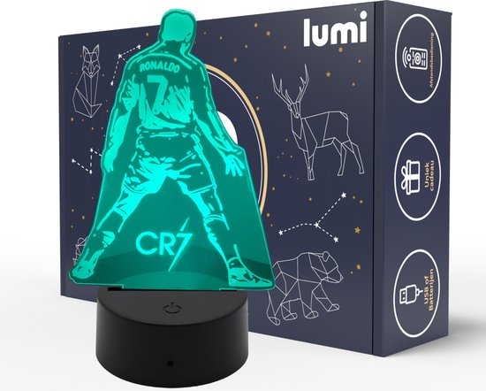 Lumi 3D Nachtlamp - 16 kleuren - Cristiano Ronaldo - CR7 - Voetbal ...