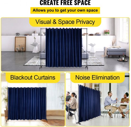 Gordijn Verdeler Stand, 8 x 10 ft Vrijstaande Scheidingswand met 4 ...