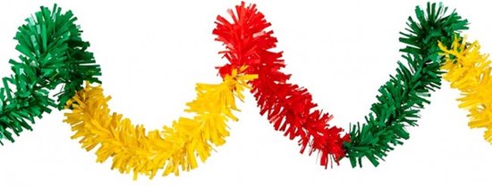 Pvc folie guirlande slinger 8cm rood geel groen stroken 5 meter ...