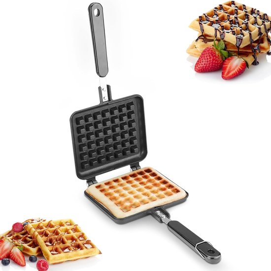 Mini Wafelijzer - Non-Stick Aluminium Kookplaat - Compact Wafel Bakken ...