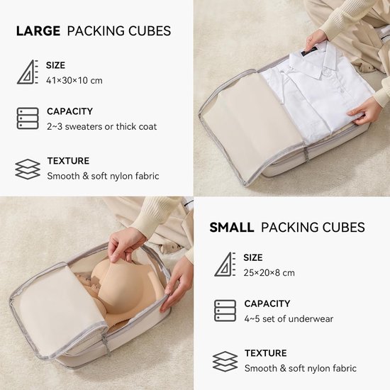 Compression Packing Cubes, set van 6 koffer-organizer voor reisbenodigdheden,... | bol