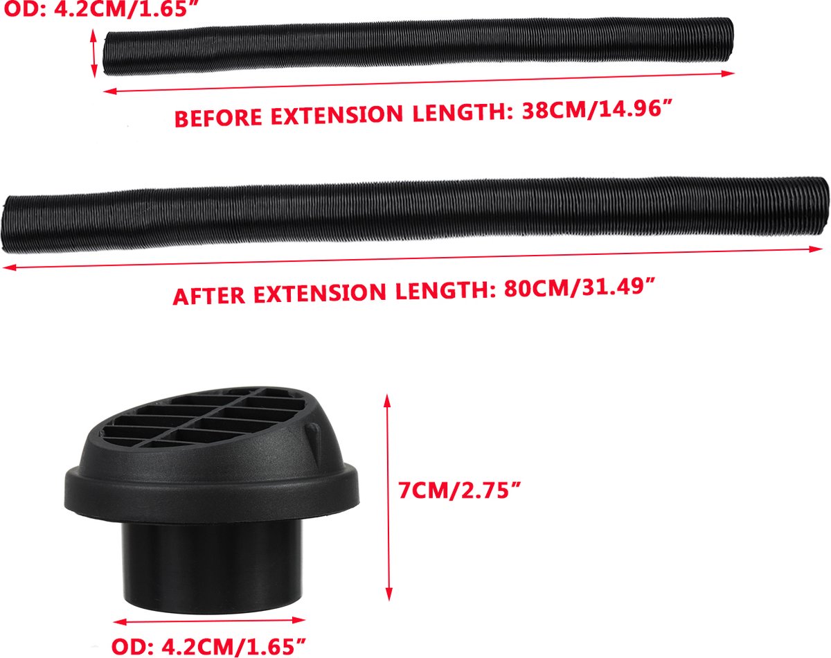 4 Stuks Uitlaatpijp voor Standkachel - 42mm x 80cm - Uitlaatslang ...