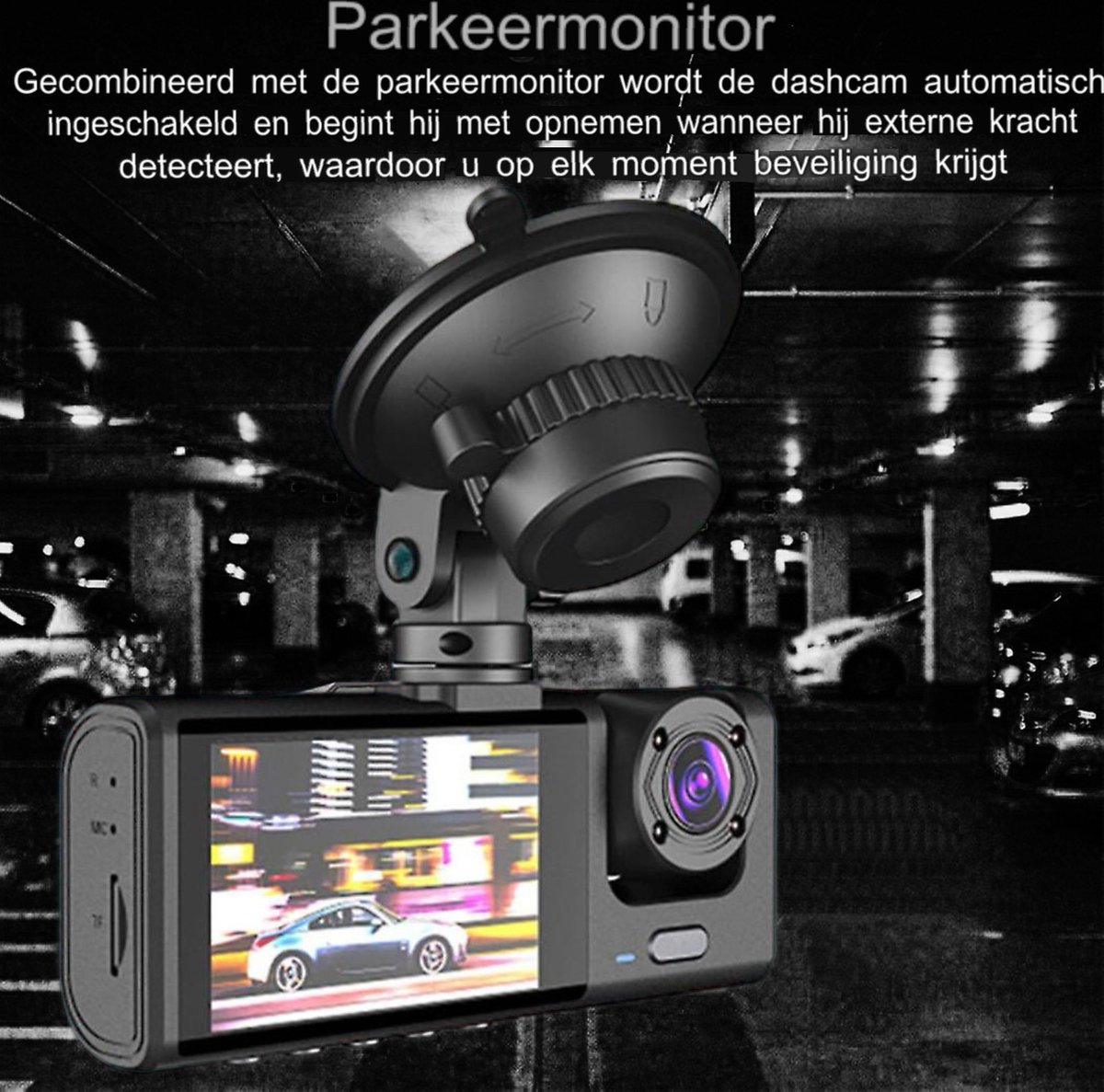Q-time Dashcam 3 in 1 - Voor en Achter Camera - Bewegingsdetectie en ...