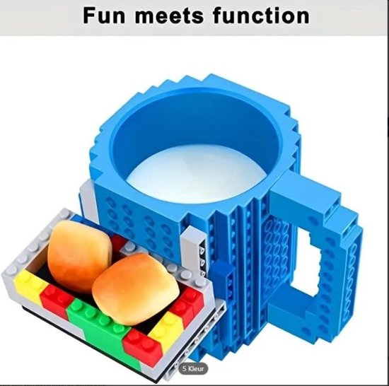 Lego Compatible Mug-Build-on Mug Blauw - 350ml - geschenk voor Lego Fan ...