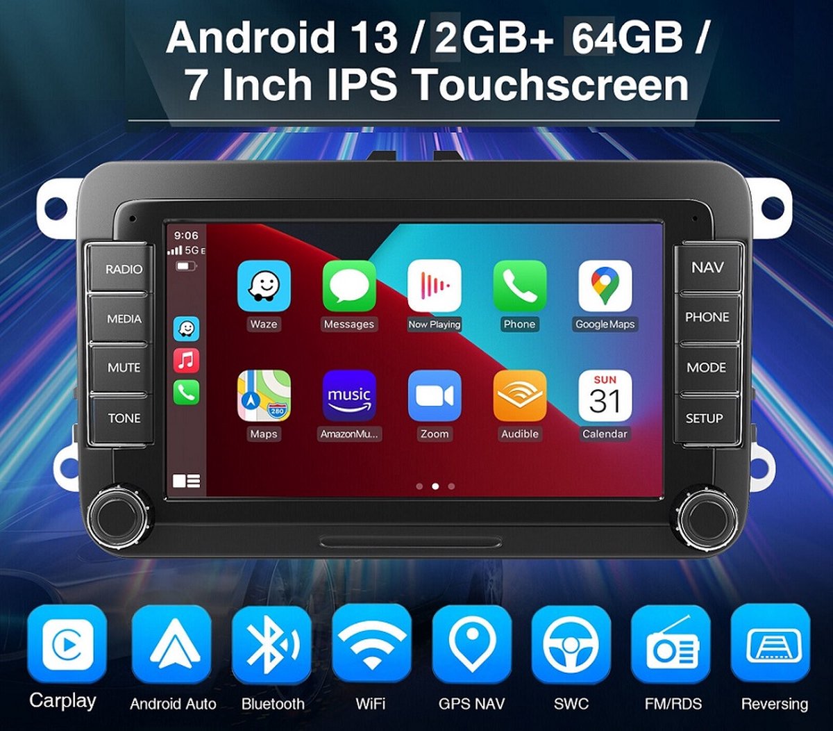 Rns510 draadloos Carplay - Android auto - Geschikt voor Volkswagen ...