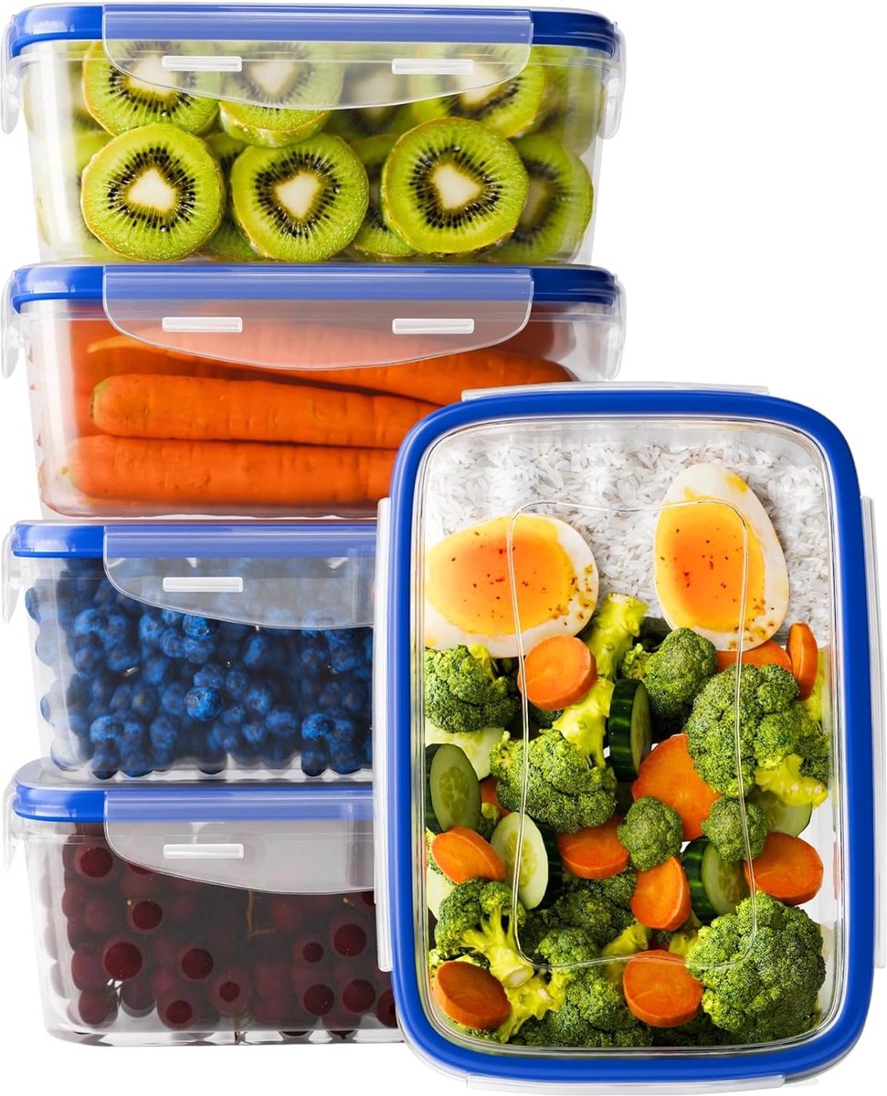 Set van 5 (10 stuks) vershouddozen van kunststof 5 x 1000 ml - dicht en ...