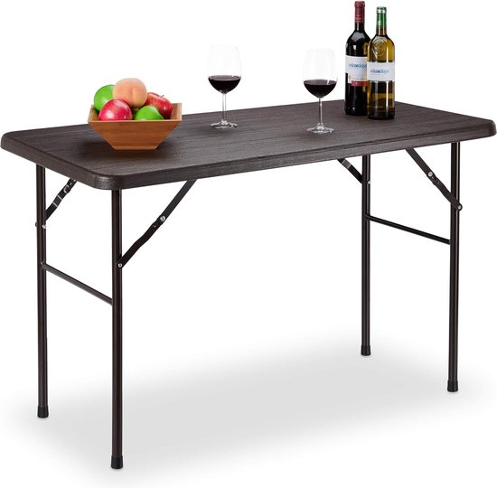 inklapbare tuintafel met houtlook, rechthoekig, kunststof en metaal ...