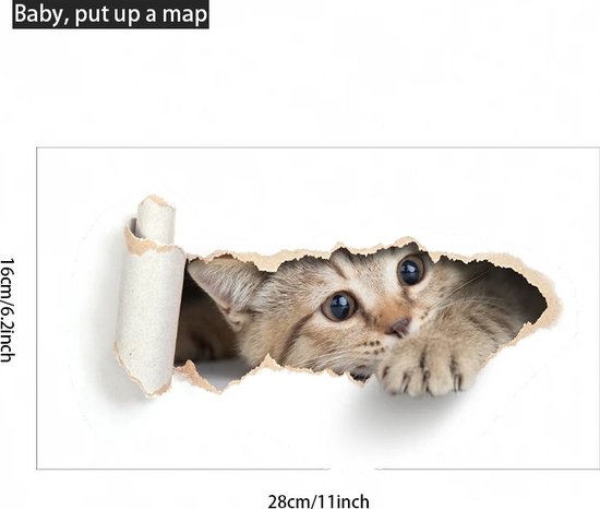 Sticker - Poes - Gluur Poes - Gescheurde Gluurder Kitten - Wc Sticker ...