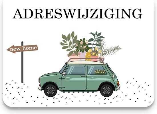 Studio Juulz - Verhuiskaart 15 x MINI COOPER MET PLANTJES ...