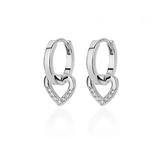 Stainless Steel Hartjes Oorbellen - zilverkleurig | bol