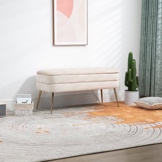 Merax Hocker met Opbergruimte - Gestoffeerde Poef - Bed Hocker Zitbank ...