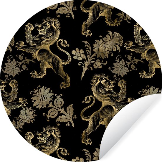 WallCircle - Muurstickers - Behangcirkel - Patronen - Draak - Goud - 80x80 cm -... | bol