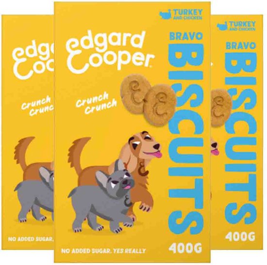 3x Edgard & Cooper Adult Biscuit Kalkoen & Kip 400 gr | bol