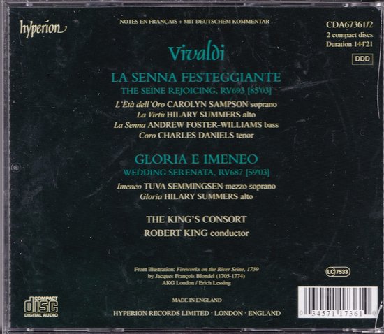 La Senna festeggiante, Gloria E Imeneo - Antonio vivaldi - The King's ...