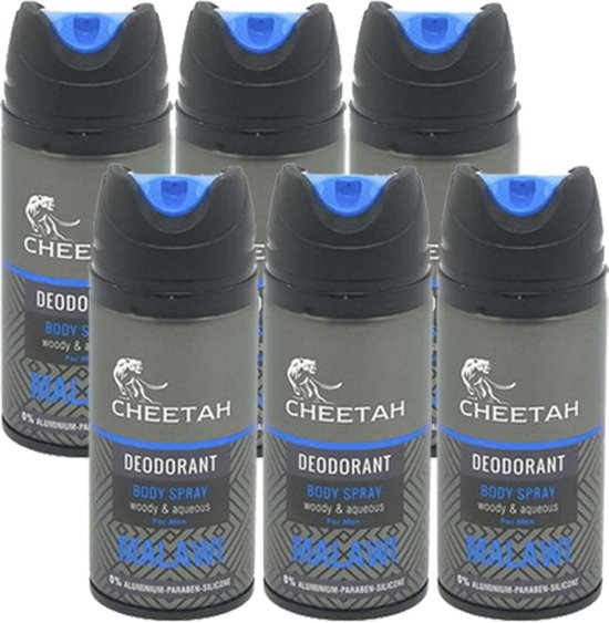 6 x Cheetah Deodorant Spray Malawi 150ml - Voordeelverpakking - Voor ...