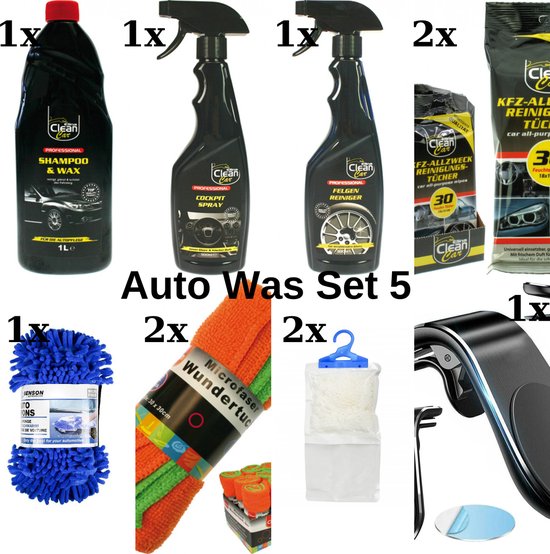 Elina Clean Car-Auto Schoonmaak Producten-Auto Was Set-Auto Schampoo-Auto Telefoonhouder | bol