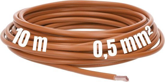 Kalitec 10 meter H05V-K 0,5 mm² bruin I kabel 0,5 mm2 als aansluitkabel ...