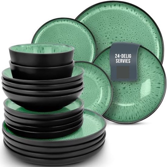 Bordenset 24 delig - Bordenset servies - Bordenset zwart | bol