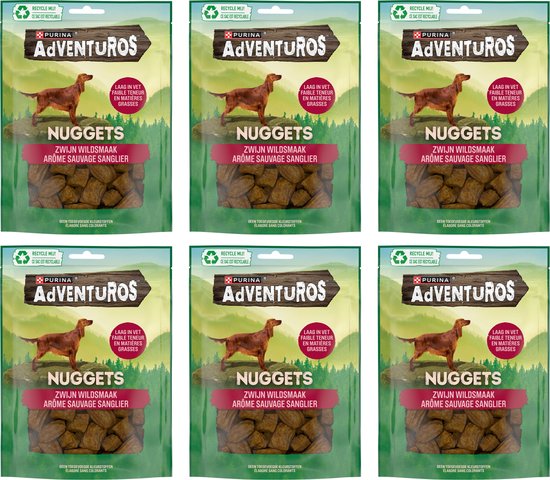 AdVENTuROS Nuggets - Hondensnacks - Wild Zwijn - 6 x 90 g | bol