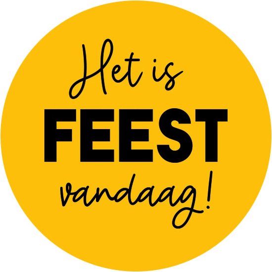 500 Stickers op rol Het is feest vandaag | Geel | Sluitzegel ...