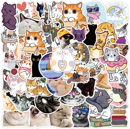 Katten 2 | Cats | 50 stuks | Laptop Stickers | Bullet Journal Stickers | Stickers voor... | bol