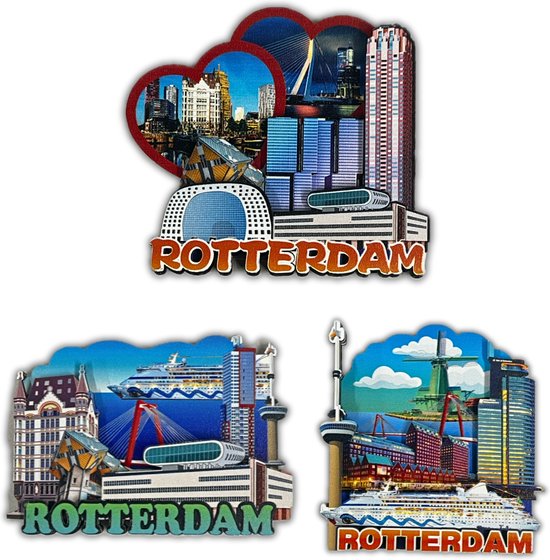 Koelkastmagneten Set: Rotterdam, Holland - Souvenirs - 3 stuks | bol