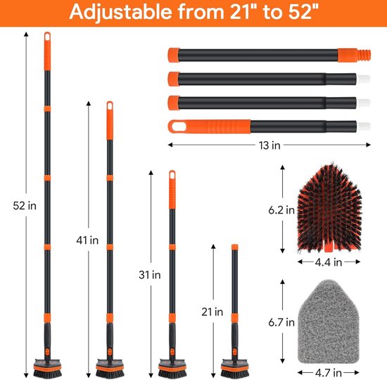 schrobber met steel, 2-in-1 schrobdoekpad en borstelborstel, schrobber ...