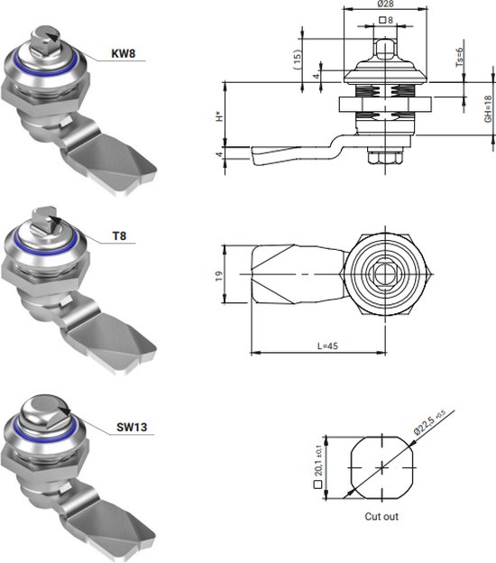 18mm T8 kantelslot - IP69K | bol