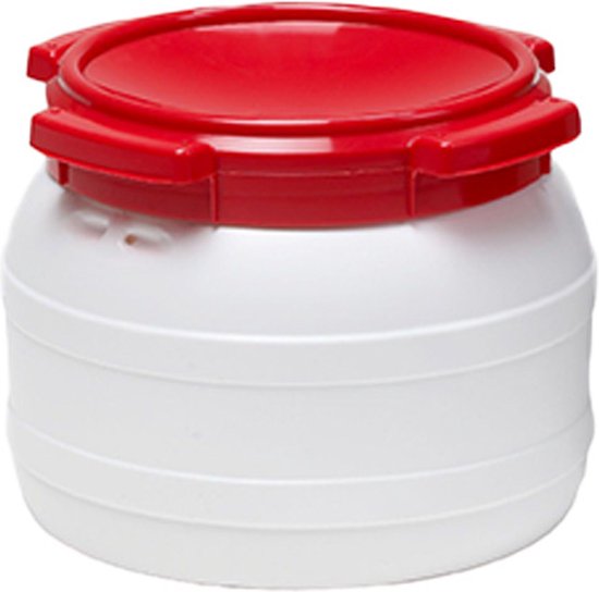 Curtec Wijdmondvat - Waterkluis 10,4 liter wit met rood deksel | bol