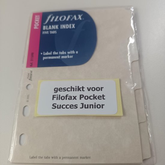 FILOFAX POCKET BLANK INDEX CREME 5 TABBLADEN | bol
