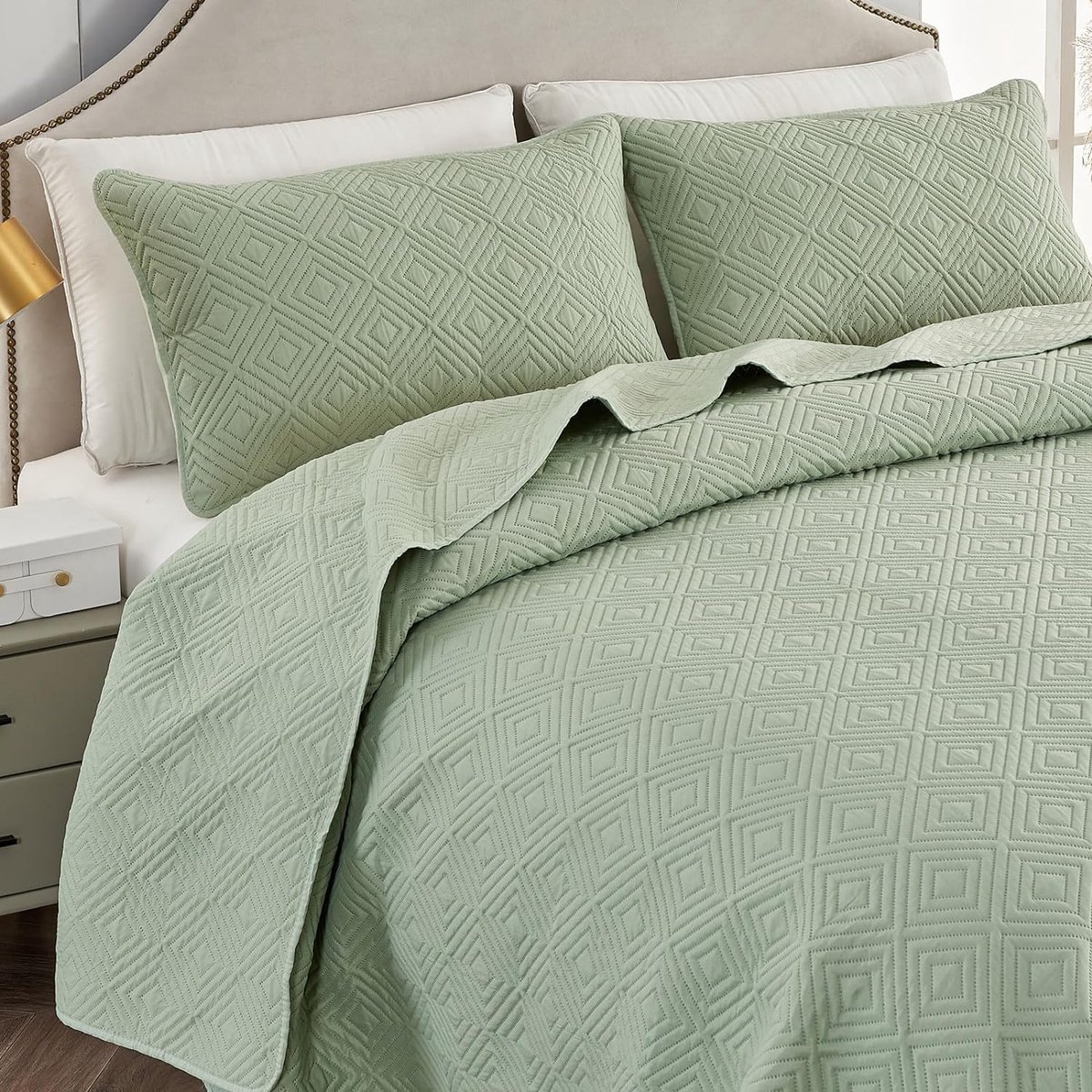 Sprei, bedsprei, 260 x 280 cm, groen, bedspreien van microvezel, set ...