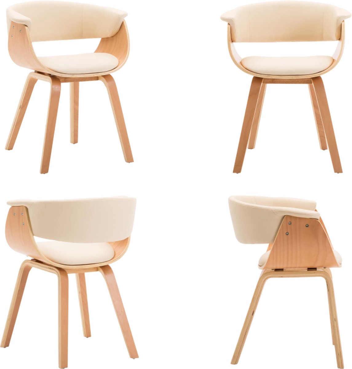 vidaXL Eetkamerstoel gebogen hout en kunstleer crème - Eetkamerstoel ...