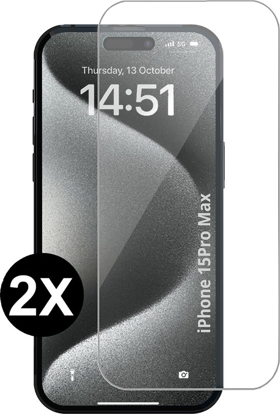 Screenprotector - Geschikt Voor iPhone 15 Pro Max Tempered Gehard screen protector - 2... | bol