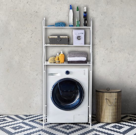 Wasmachinerek met 3 legplanken, 155 x 68 cm, bovenbouw staand rek van ...