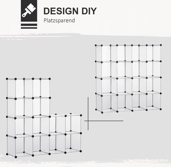 DIY kubusplanksysteem met 16 kubussen opbergdoos plastic kast plug -in ...