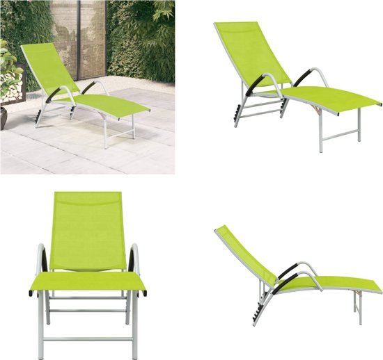 vidaXL Ligbed textileen en aluminium groen Loungebed - Ligbed - Tuinset ...