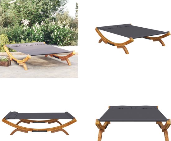 vidaXL Loungebed 165x188,5x46 cm massief gebogen hout antracietkleurig ...