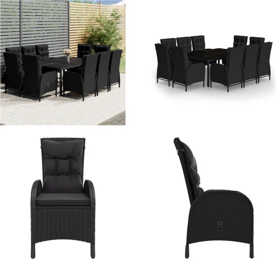 vidaXL 11-delige Tuinset poly rattan zwart - Tuinset - Tuinsets ...