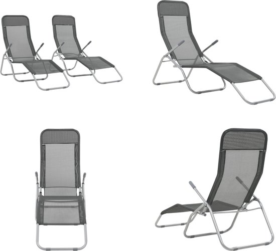 vidaXL Ligbedden inklapbaar 2 st textileen antraciet - Ligbed ...