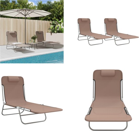 vidaXL - Ligbedden - 2 - st - inklapbaar - textileen - en - staal ...