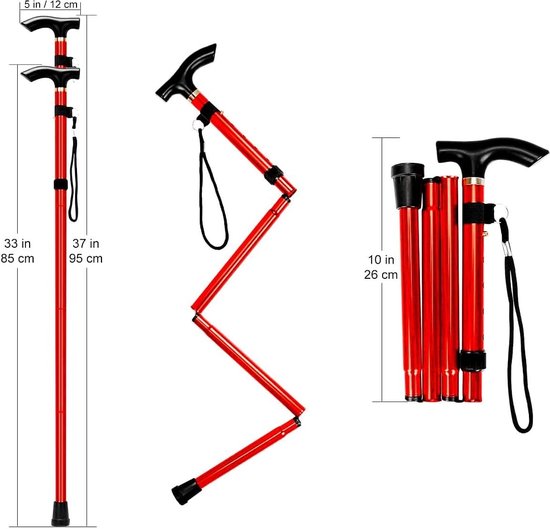 Opklapbare wandelstok, aluminium wandelstok, draagbare wandelstok ...